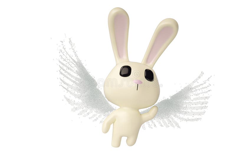 A Cartoon Rabbit with Wings,3D Illustration. Stock Illustration ...