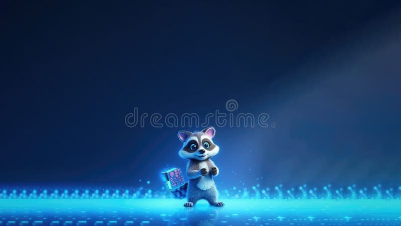 Cartoon Raccoon Character Design Blue Background. Generative AI Stock ...