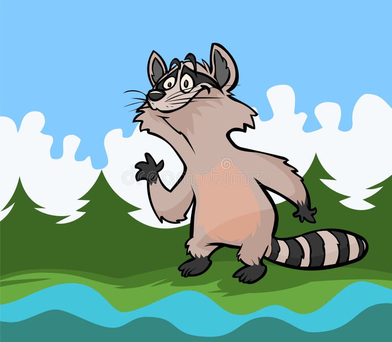 Cartoon raccoon. stock vector. Illustration of gesture - 42763267
