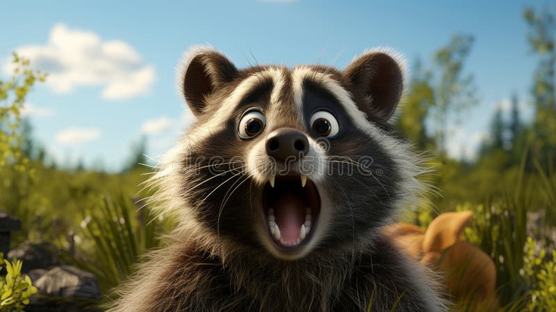 Cartoon Raccoon Looking Surprised with Space for Copy. Generative AI ...