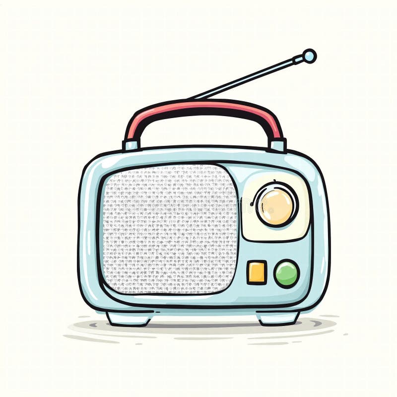 A Cartoon Radio with a Red Handle Stock Illustration - Illustration of ...