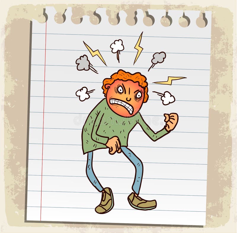 Cartoon Rage on Paper Note, Vector Illustration Stock Vector ...