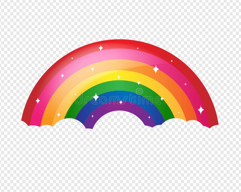 Cartoon Rainbow with Stars and Transparent Background Stock Vector ...