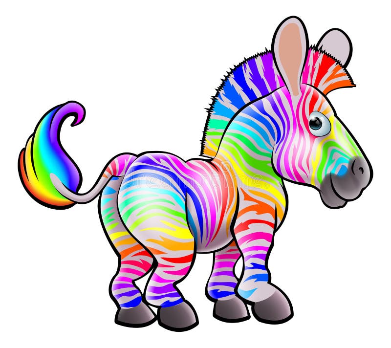 Cartoon Rainbow Zebra stock vector. Illustration of mascot - 43798245
