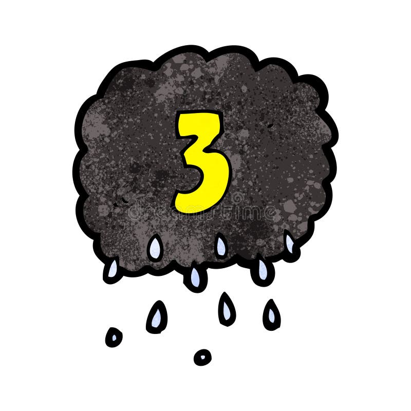 Cartoon Raincloud with Number Three Stock Vector - Illustration of ...