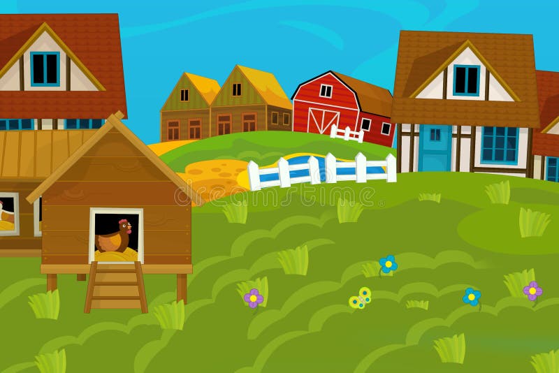 Cartoon Ranch Farm Scene For Different Usage Illustration Stock ...
