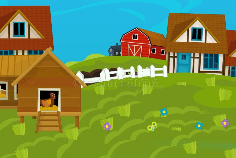 Cartoon Ranch Farm Scene for Different Usage Illustration Stock ...