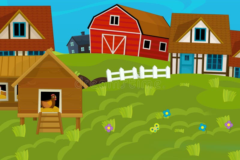 Cartoon Ranch Farm Scene for Different Usage Illustration Stock ...