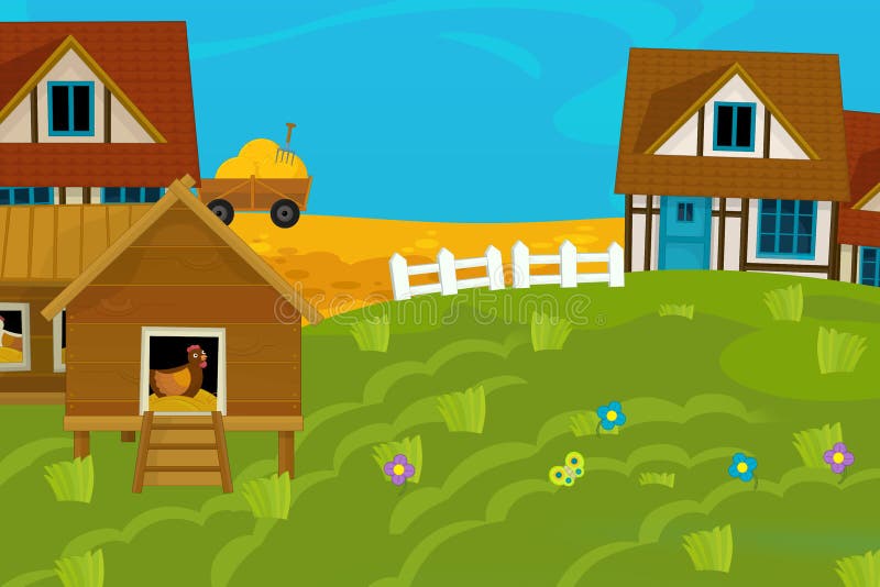 Cartoon Ranch Farm Scene for Different Usage Illustration Stock ...