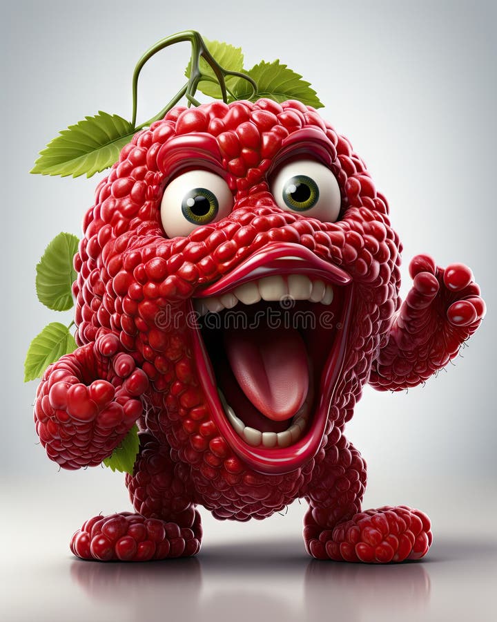 A Raspberry with a Green Leaf on Top of it. Generative Ai Stock ...