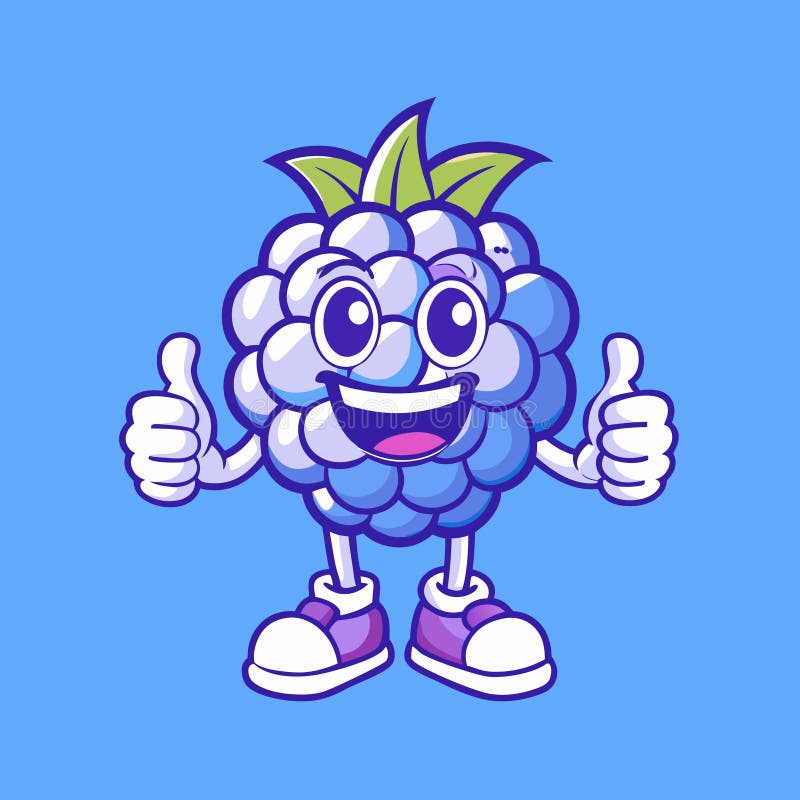 Cartoon Raspberry Mascot Giving Thumbs Up on White Background Stock ...