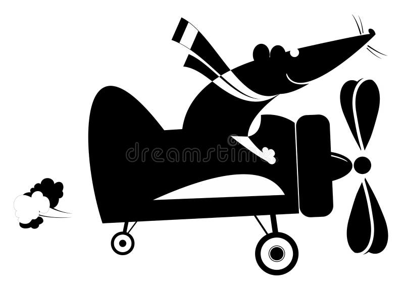 Mouse Pilot Flying On Retro Plane In The Sky, Cute Animal Character ...
