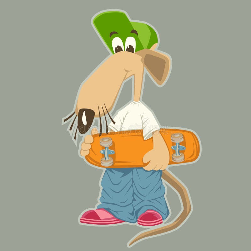 Rat And Skate Board .Cartoon Stock Vector - Illustration of plank ...