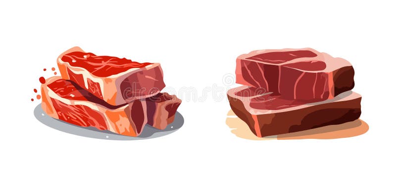 Cartoon Raw Meat Products Vector Art Stock Vector - Illustration of ...