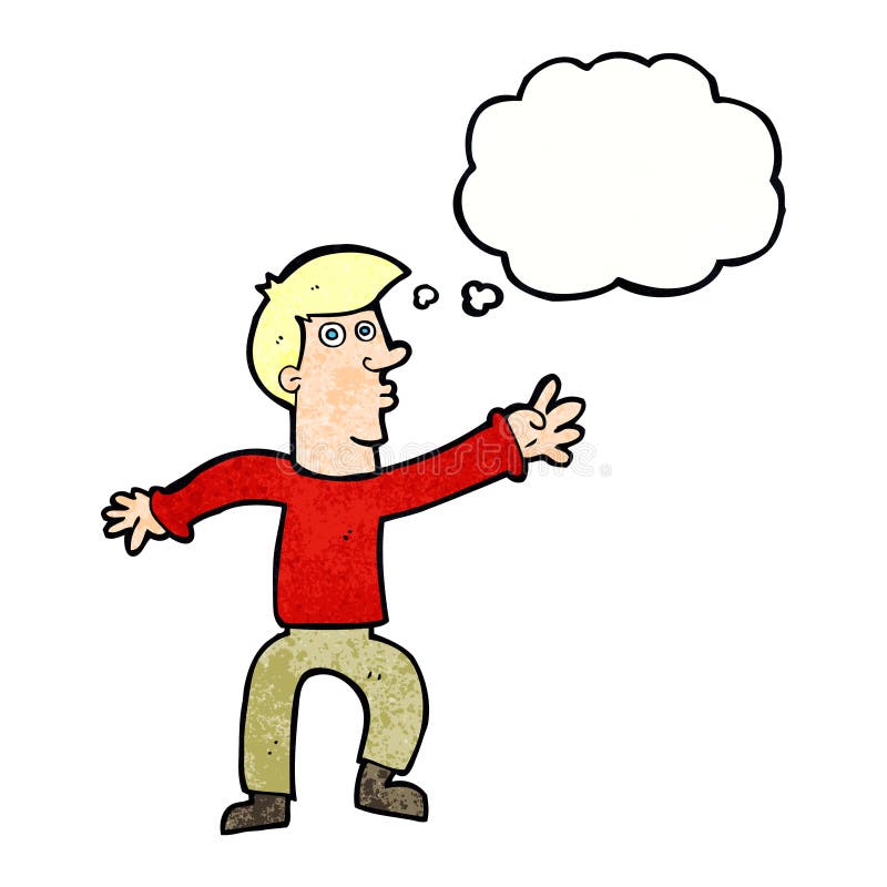 Cartoon Reaching Man with Thought Bubble Stock Illustration ...