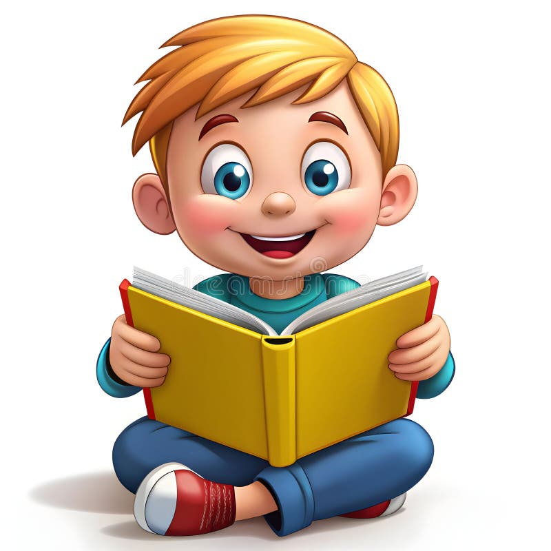 Cartoon Read Book Image on White Background Stock Illustration ...