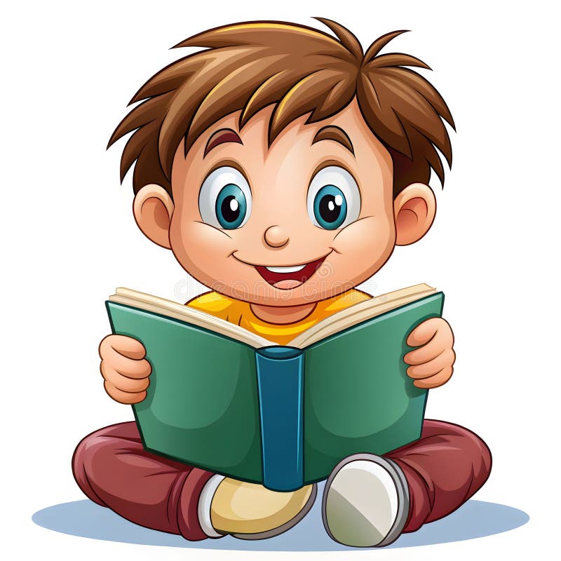 Cartoon Read Book Image on White Background Stock Illustration ...