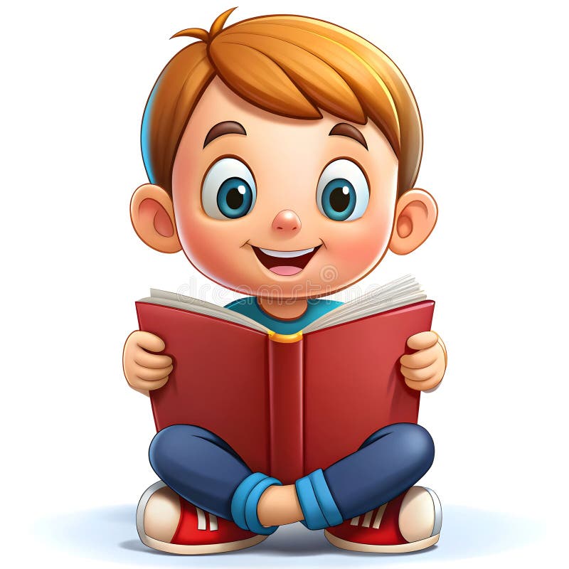 Cartoon Read Book Image on White Background Stock Illustration ...