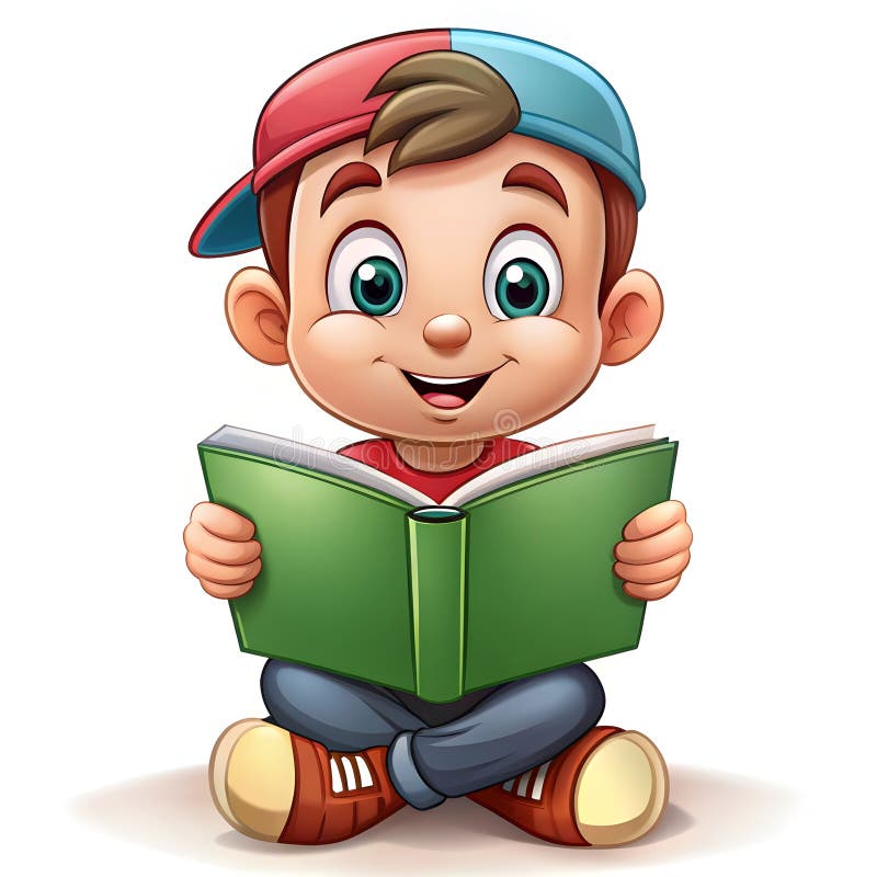 Cartoon Read Book Image on White Background Stock Illustration ...