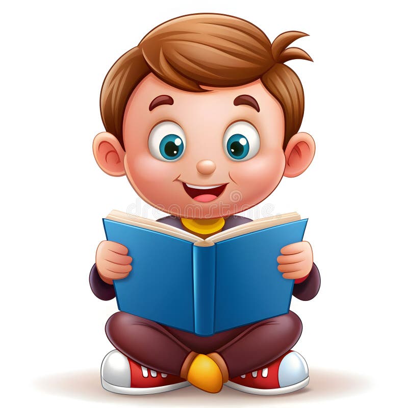 Cartoon Read Book Image on White Background Stock Illustration ...
