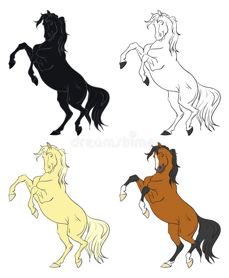 Cartoon Rearing Horses Vector Collection Stock Vector - Illustration of ...