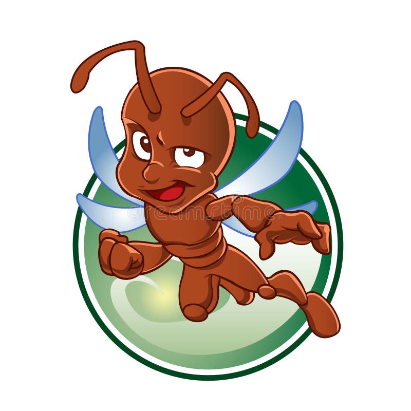 Cartoon red ant with wings stock vector. Illustration of wing - 69780373