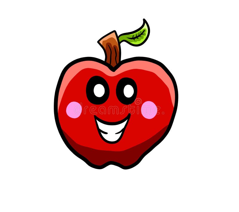 Cartoon Happy Red Apple stock illustration. Illustration of little ...