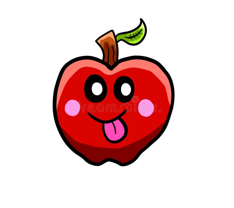 Cartoon Silly Red Apple stock illustration. Illustration of doodle ...
