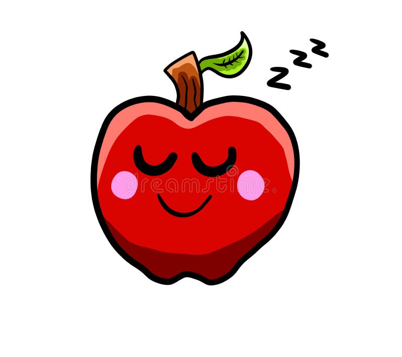Cartoon Sleeping Red Apple stock illustration. Illustration of blush ...