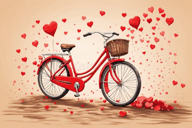 Cartoon red bicycle stock illustration. Illustration of generated ...
