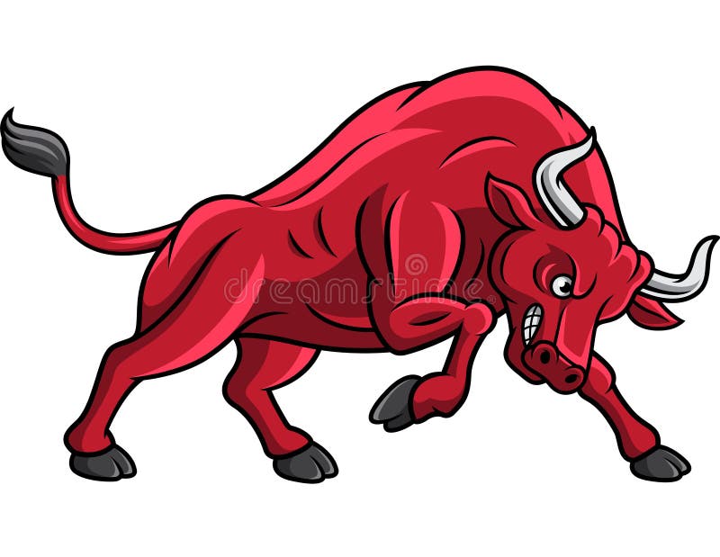 Cartoon red bull attack stock vector. Illustration of creature - 138788420