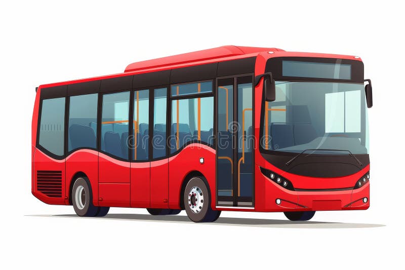 Cartoon Red Bus on White Background Stock Photo - Image of urban ...