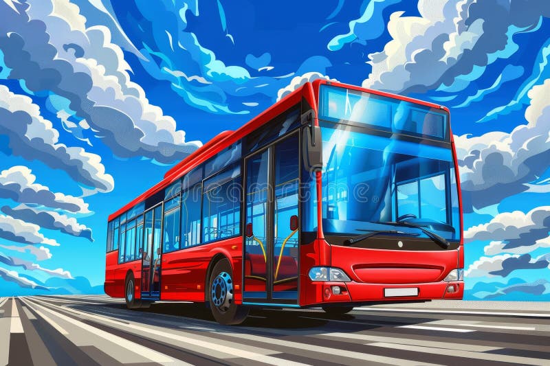Cartoon Red Bus on White Background Stock Image - Image of cheerful ...