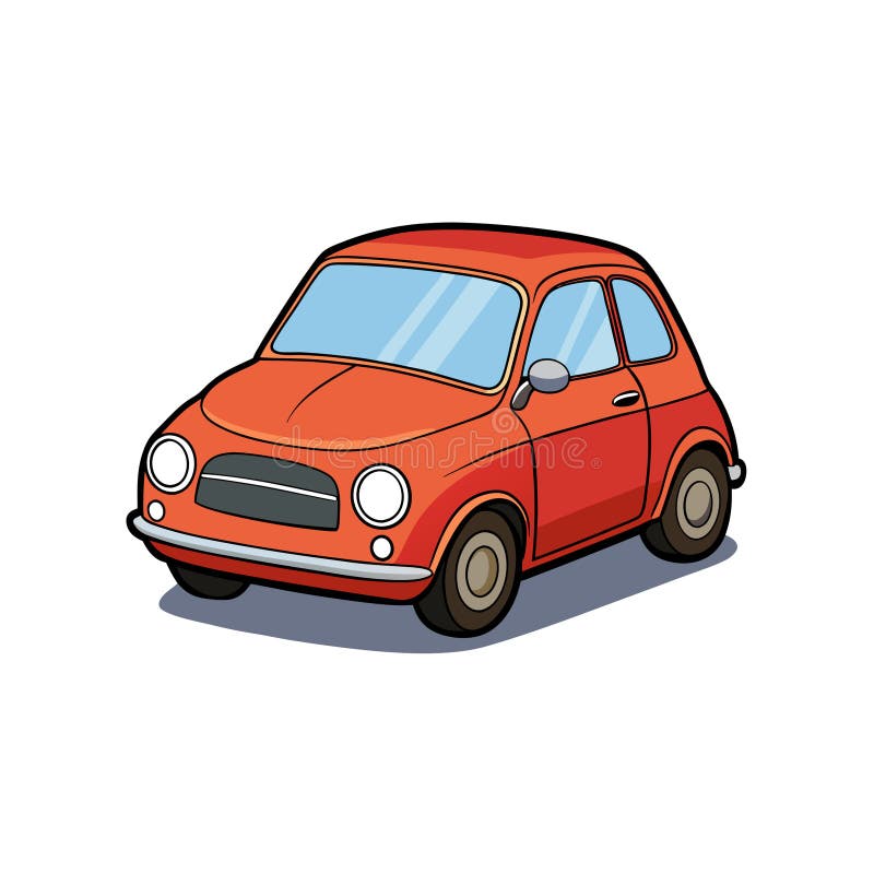 Cartoon Red Compact Car Illustration Vector Artwork Stock Illustration ...