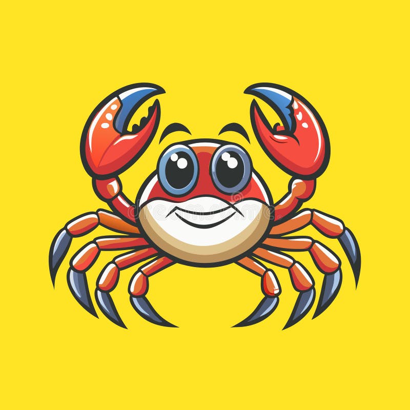 Cartoon Red Crab with White Background Isolation Stock Vector ...