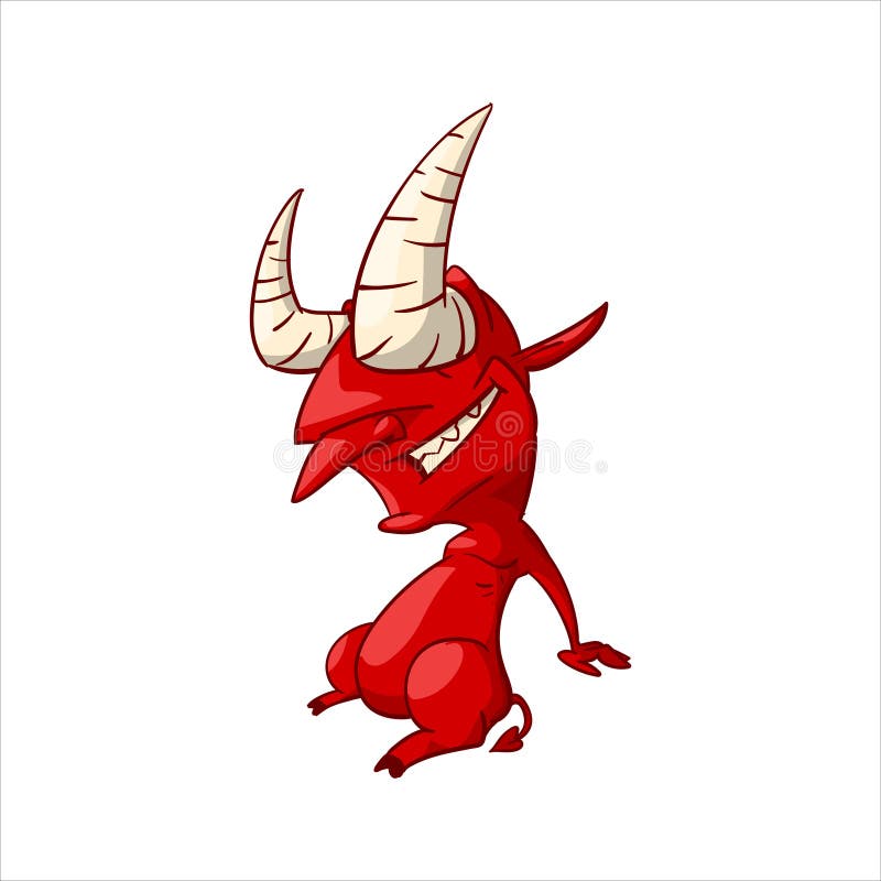 Cartoon red demon stock vector. Illustration of lucifer - 80161874