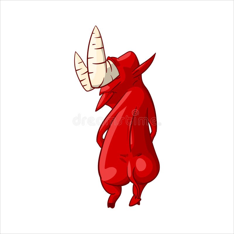 Cartoon red demon stock vector. Illustration of horned - 80198219