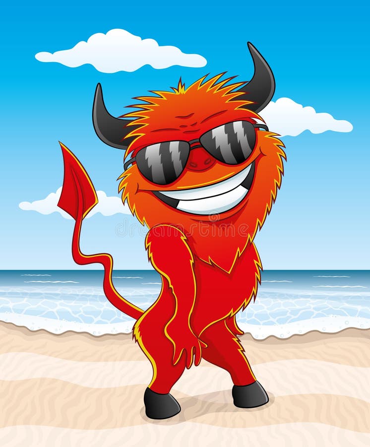 Cartoon red devil. stock vector. Illustration of notebook - 32349988