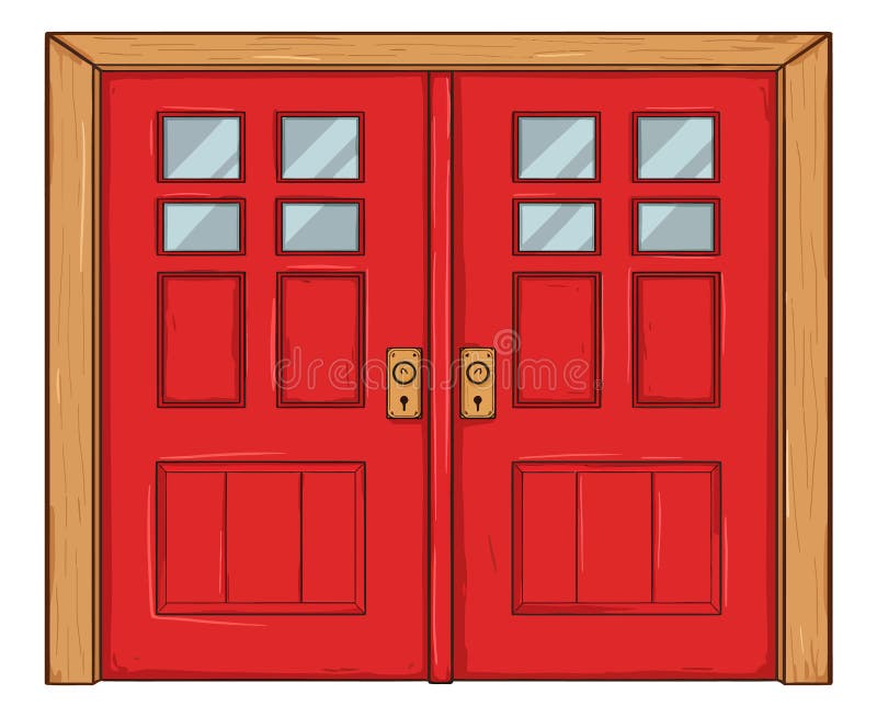 Cartoon Red Double Doors stock vector. Illustration of building - 386350951