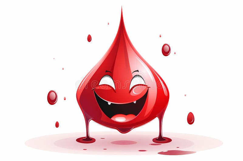 A Cartoon of a Red Drop with a Smiley Face. AI Generation Stock ...