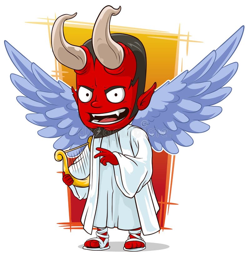 Cartoon Red Evil Angel of Hell Stock Vector - Illustration of devil ...