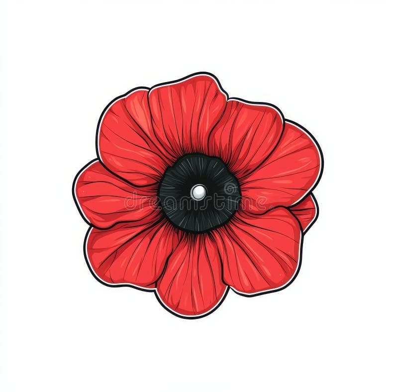 Cartoon Red Flower Isolated on White Background, Modern Illustration ...