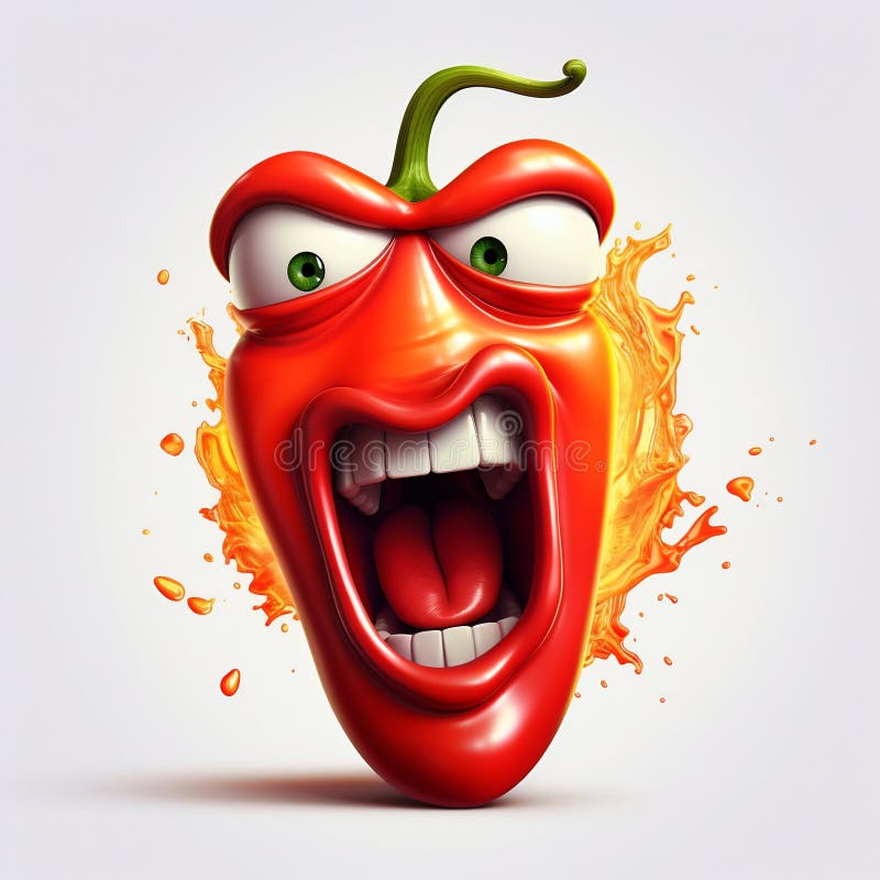 Cartoon Red Hot Chilli Pepper. Generative Ai Stock Illustration ...