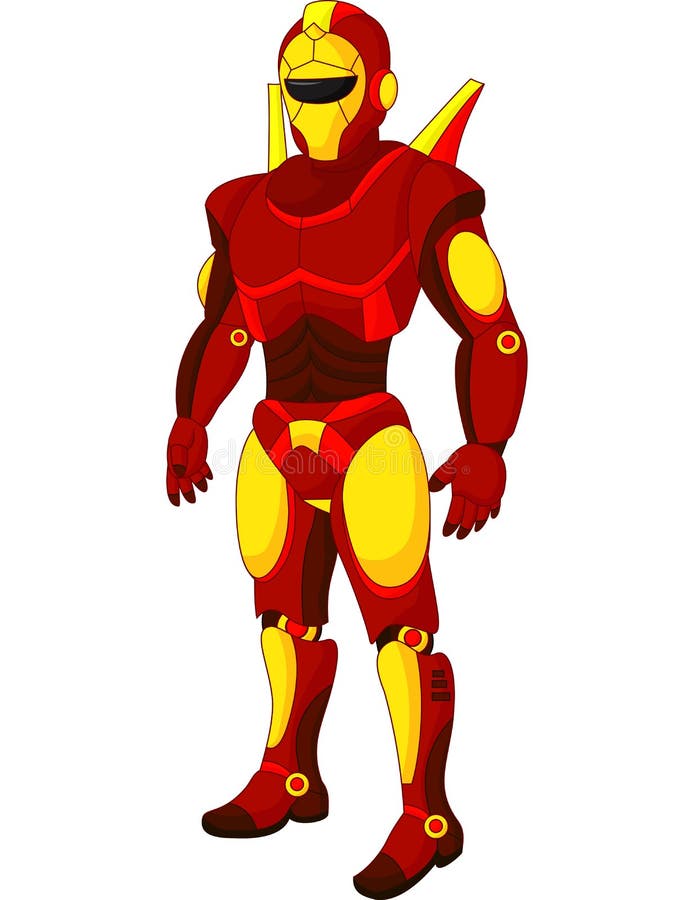 Cartoon red humanoid robot stock vector. Illustration of hero - 45744155