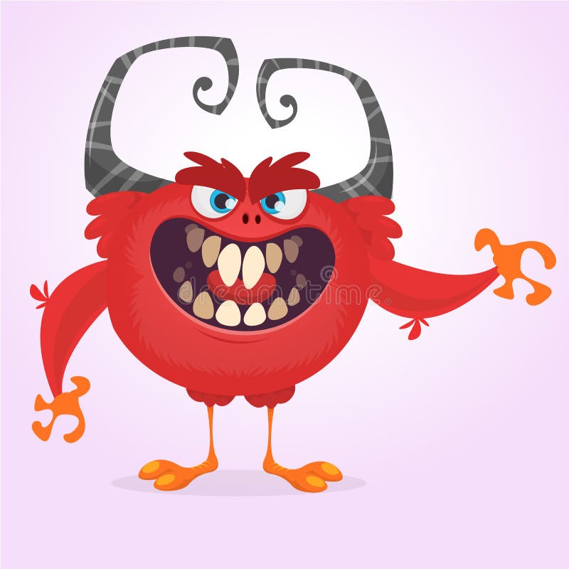 Cartoon Red Monster Illustration. Vector. Stock Vector - Illustration ...