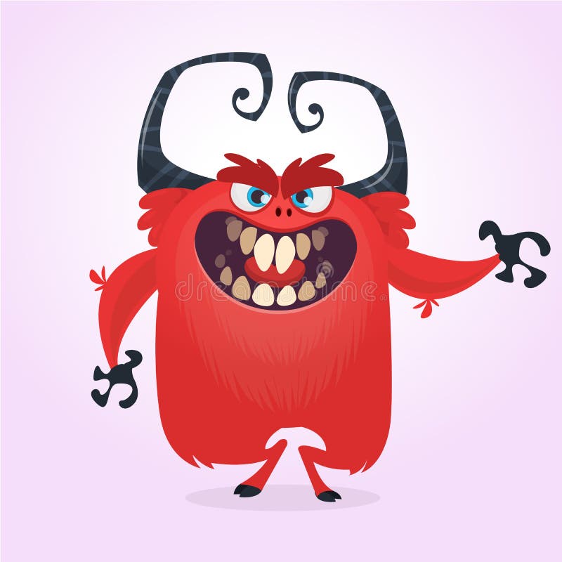 Cartoon Red Monster Illustration. Vector. Stock Vector - Illustration ...