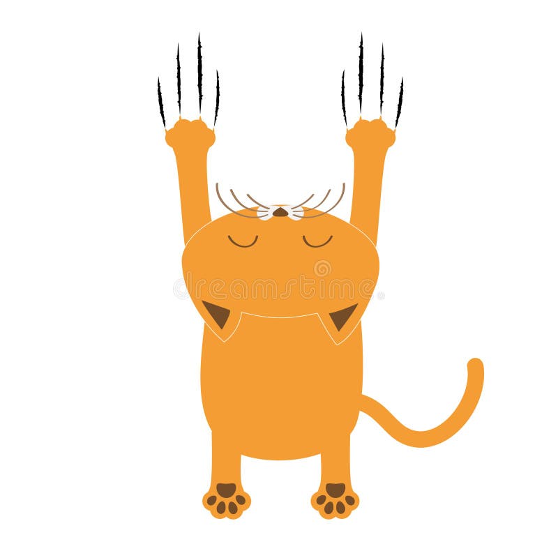 Cartoon Red Orange Cat. Back View. Red Bloody Claws Animal Scratch ... Cartoon Red Orange Cat. Back View. Red Bloody Claws Animal Scratch ...