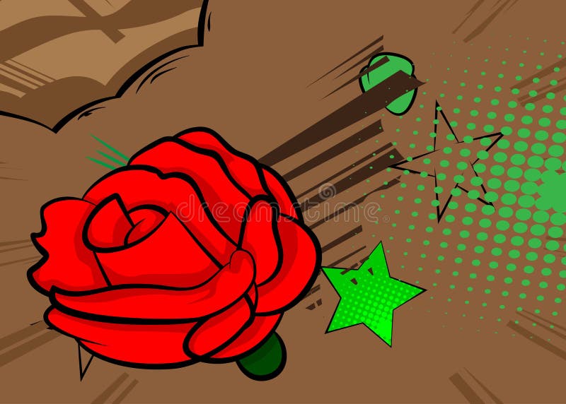 Cartoon Red Rose, Comic Book Holiday. Retro Vector Comics Pop Art ...