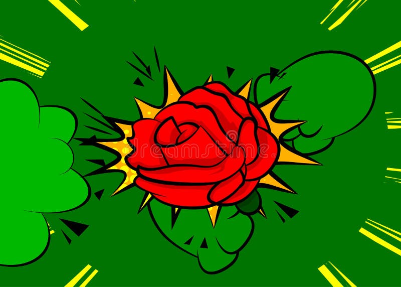 Cartoon Red Rose, Comic Book Holiday. Retro Vector Comics Pop Art ...