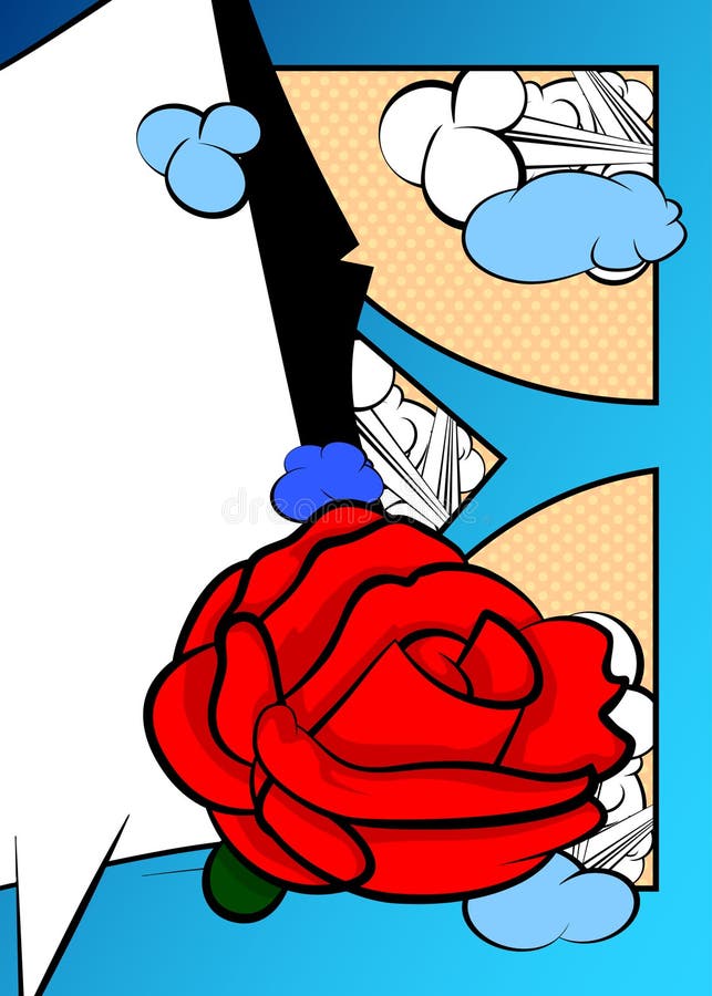 Cartoon Red Rose, Comic Book Holiday. Retro Vector Comics Pop Art ...